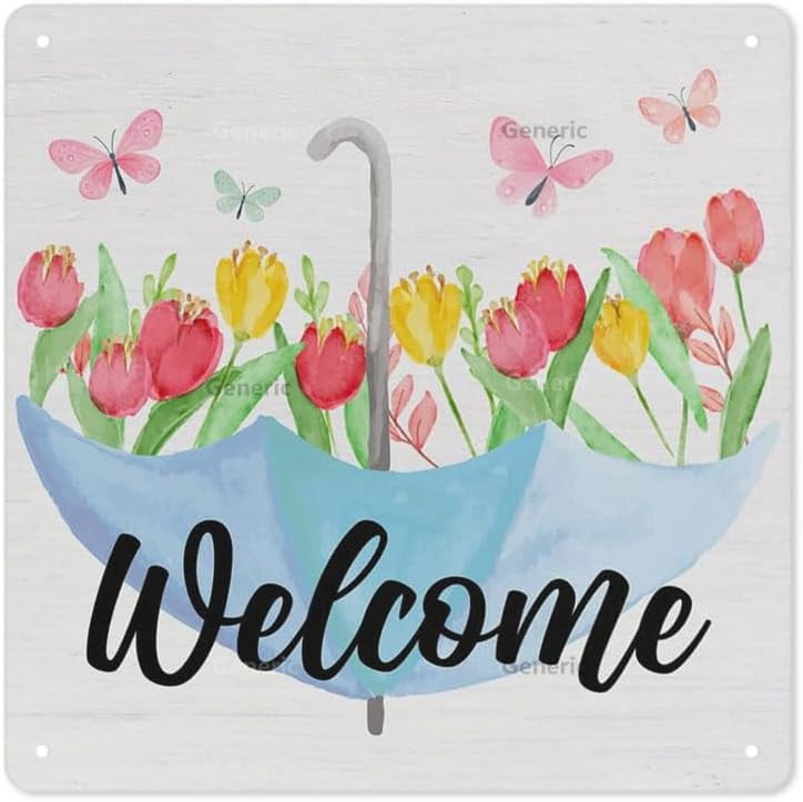 Spring Decor, Rustic Welcome Spring Tulip Sign Spring Art Decorations ...