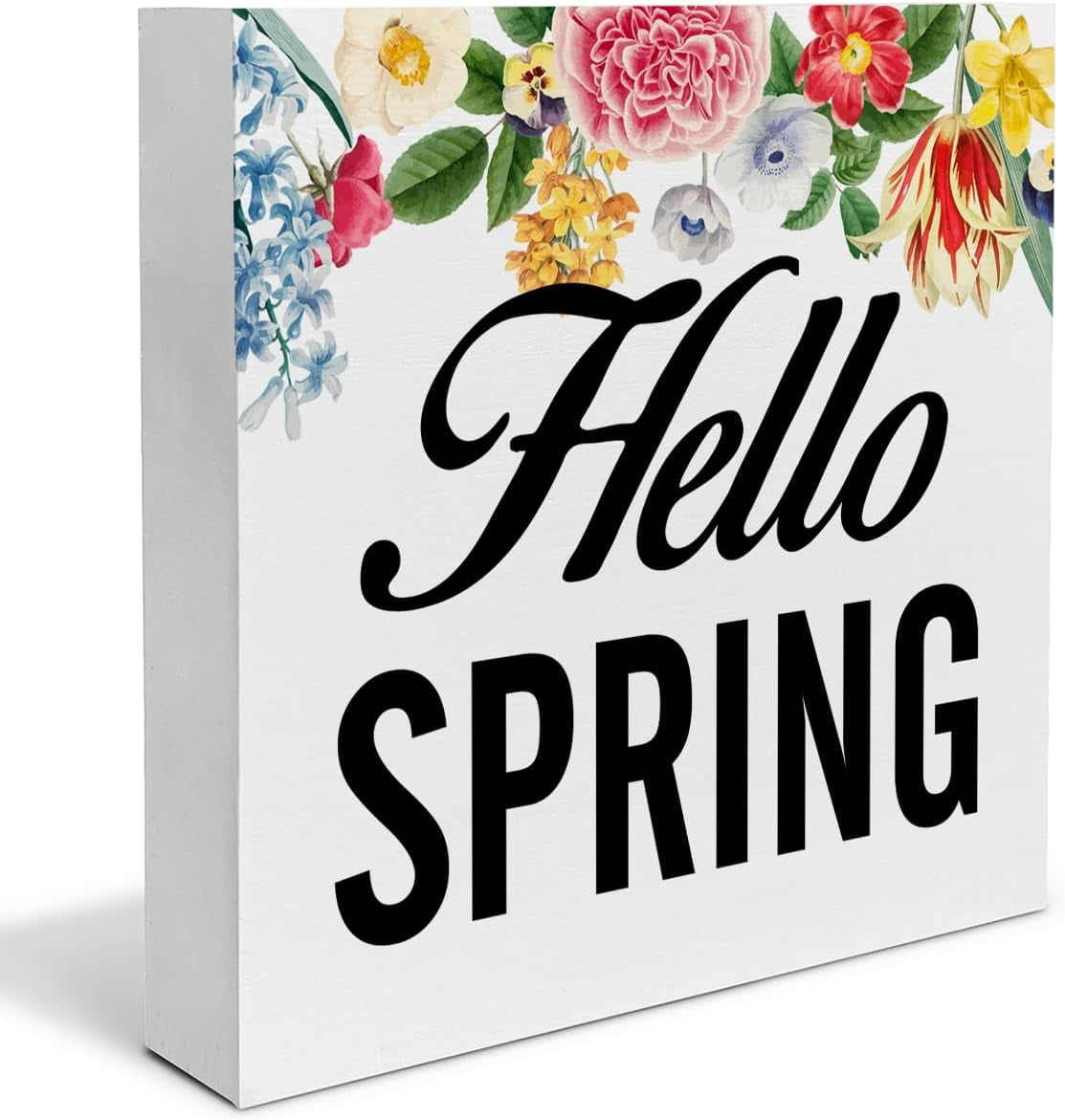 Spring Decor, Spring Decorations Country Hello Spring Wood Sign Floral ...