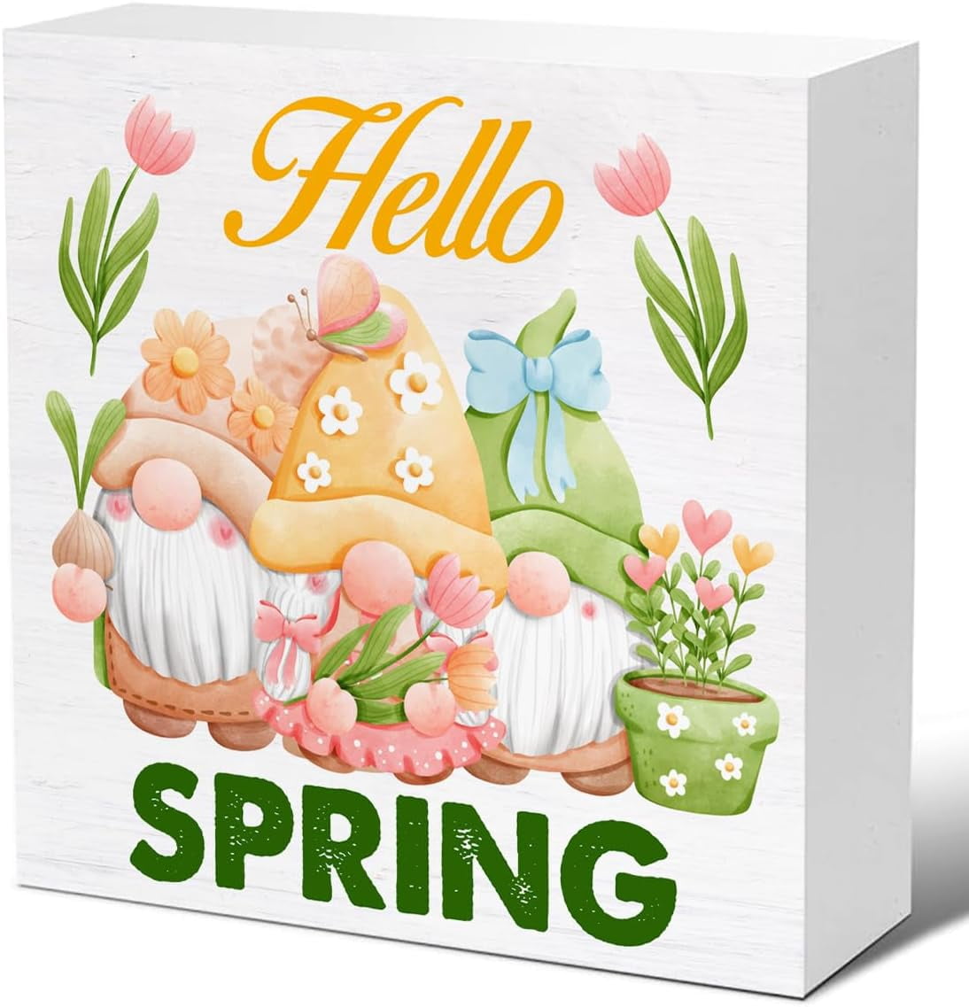 Spring Decor - Spring Gnomes Decorations - Hello Spring Wooden ...
