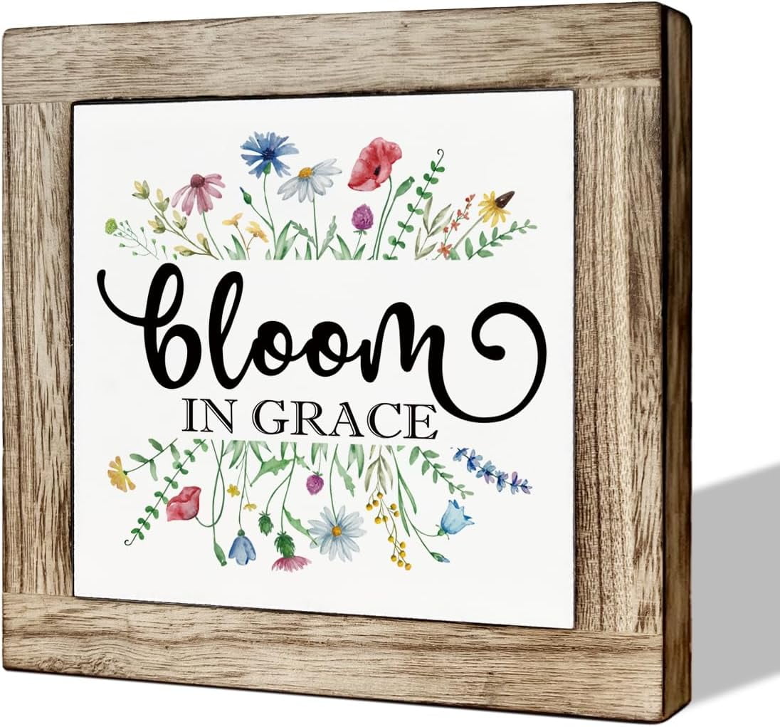 Spring Decor, Wooden Box Signs for Home Decor, Bloom Wood Hanging Sign ...