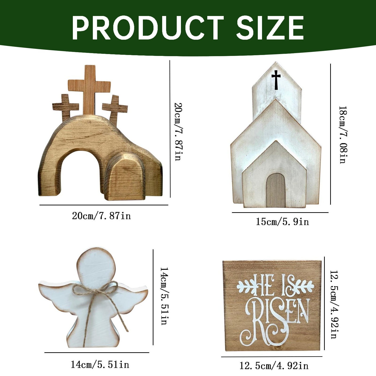 Spring Decoration 4 Pieces Easter Empty Tomb Decor Wooden Scene Set ...