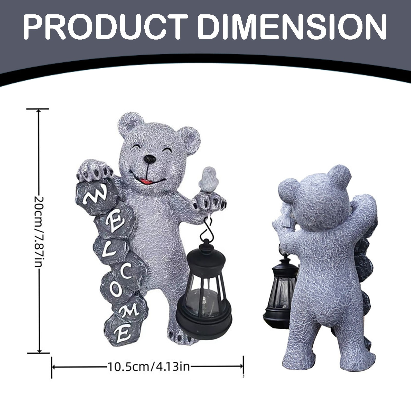 Spring Decoration Bear Statue Figurine with Solar Led Light Welcome ...