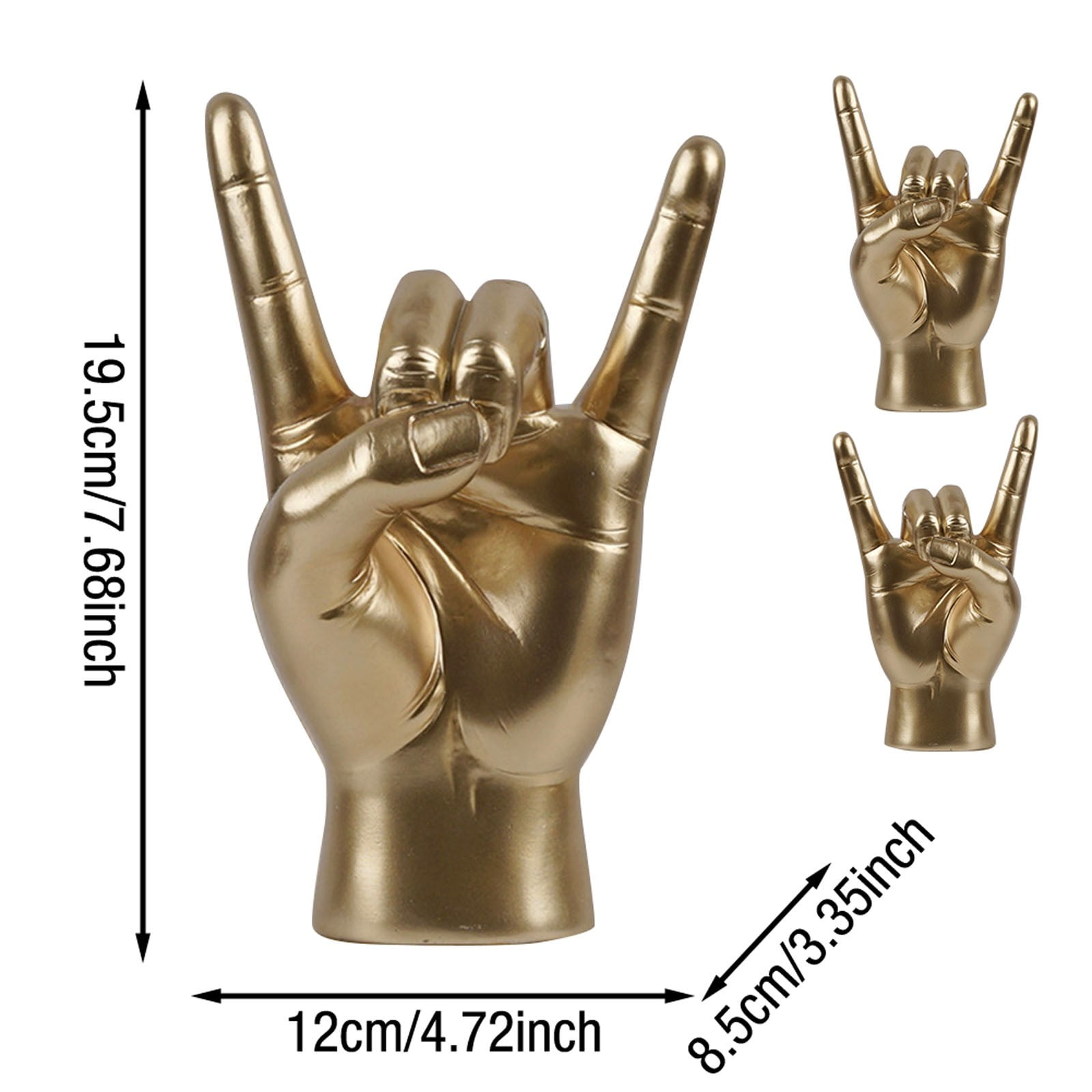 Spring Decoration Gold Resin Rock on Hand Gesture Statue Rock Culture ...