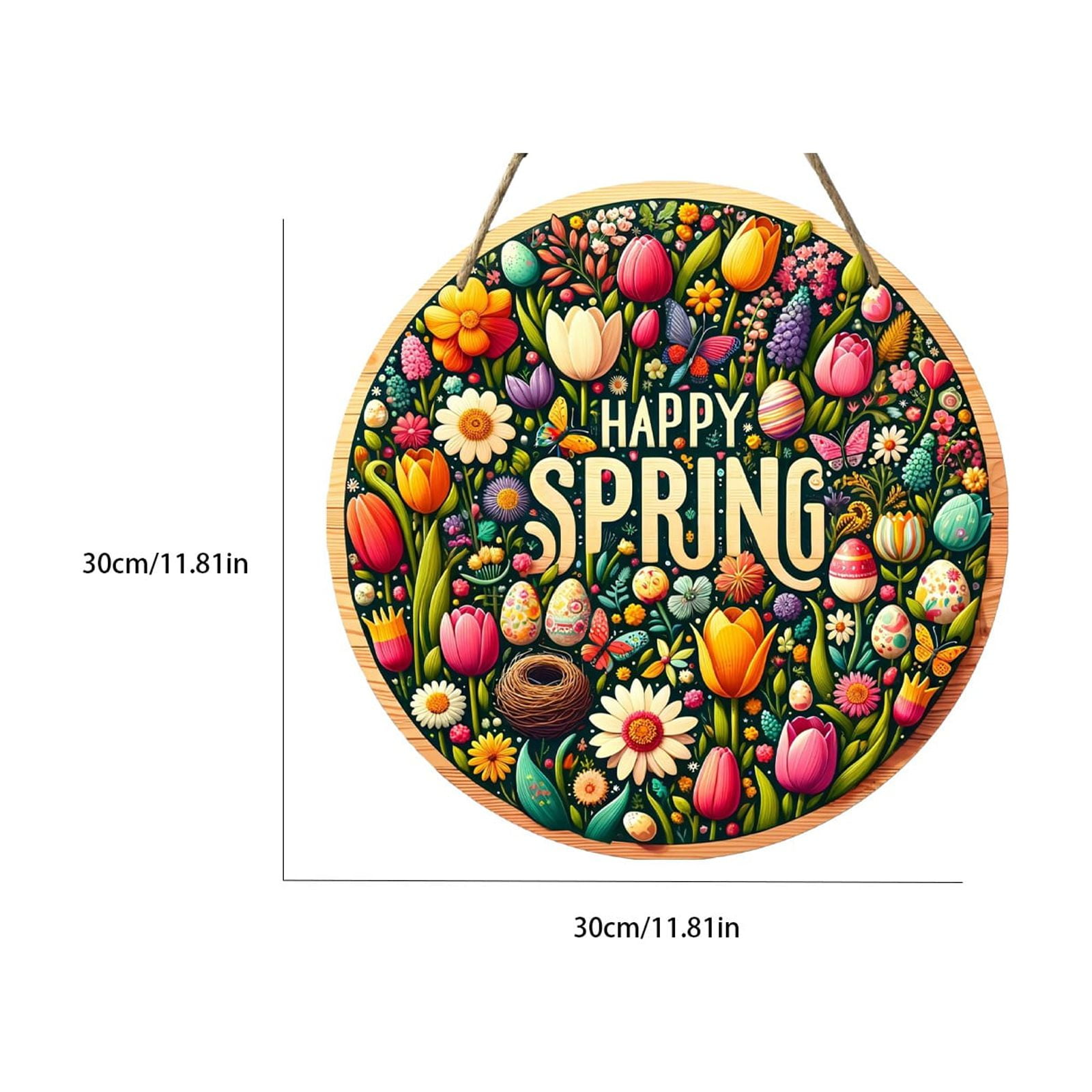 Spring Decoration Hello Spring Door Sign Colorful Flowers Spring ...