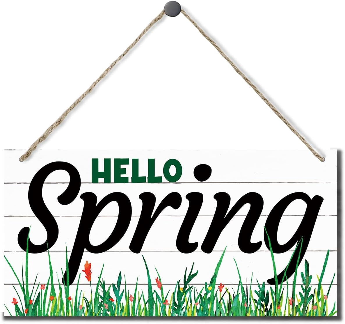 Spring Decoration, Hello Spring Sign, Hanging Wood Sign Spring Wooden ...