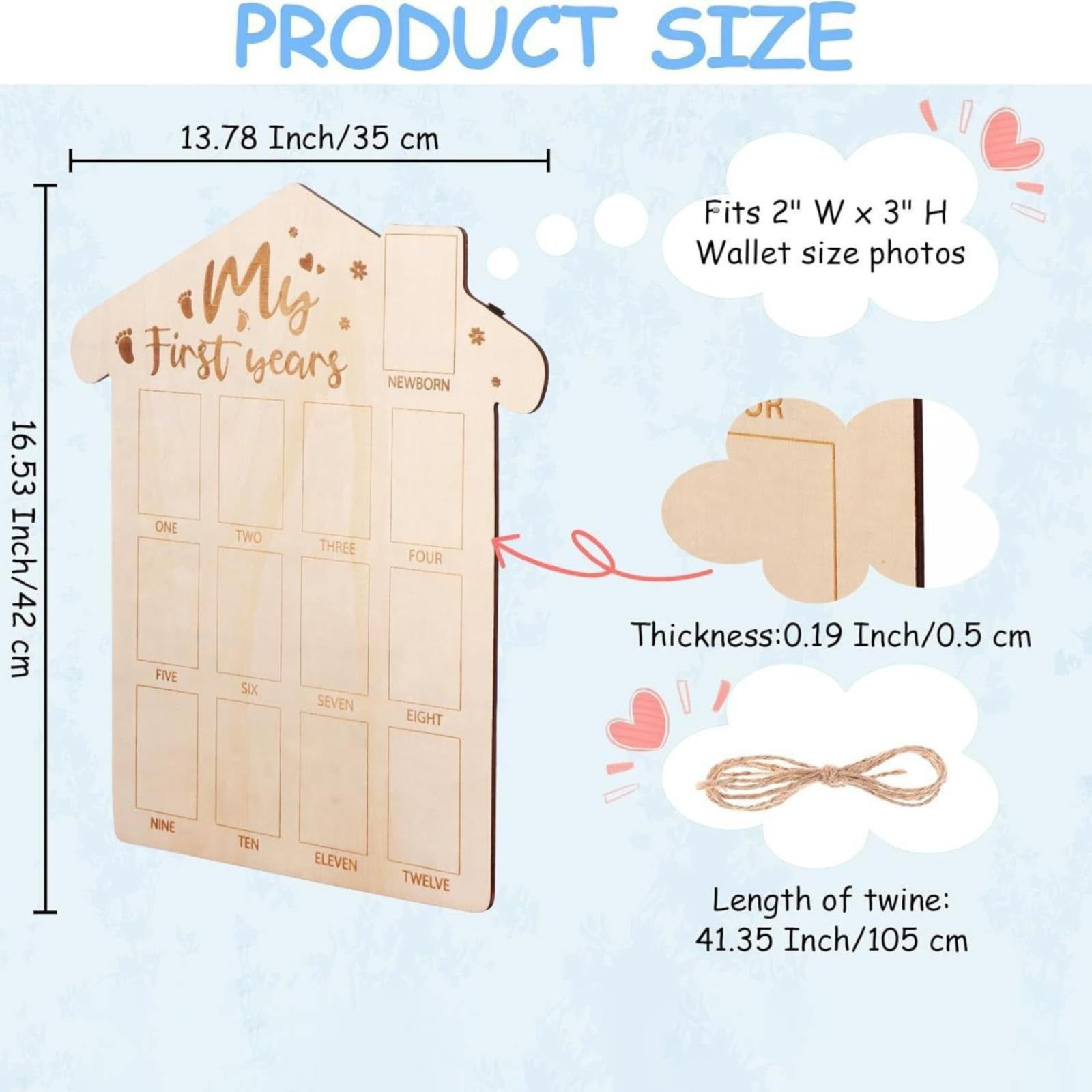 Spring Decoration My Firstyear Photo Display Wood Board Babys First ...