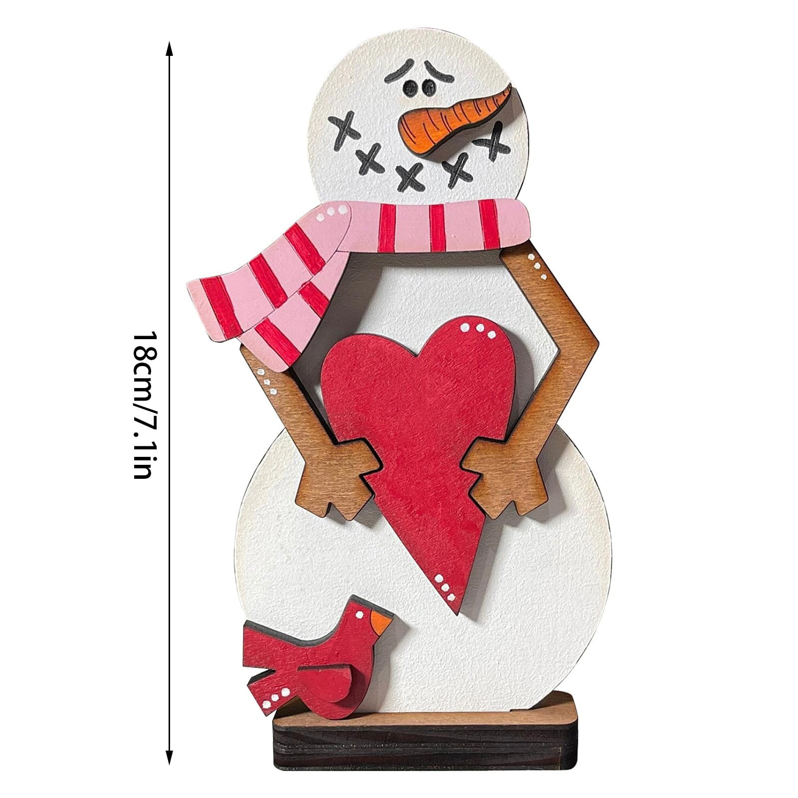 Spring Decoration Valentine'S Day Snowman Wooden Sign Snowman Tabletop ...