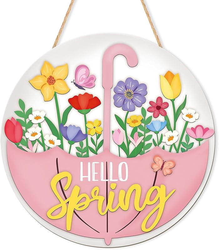 Spring Decoration Wood Door Wall Signs, Wooden Wreaths Front Door ...