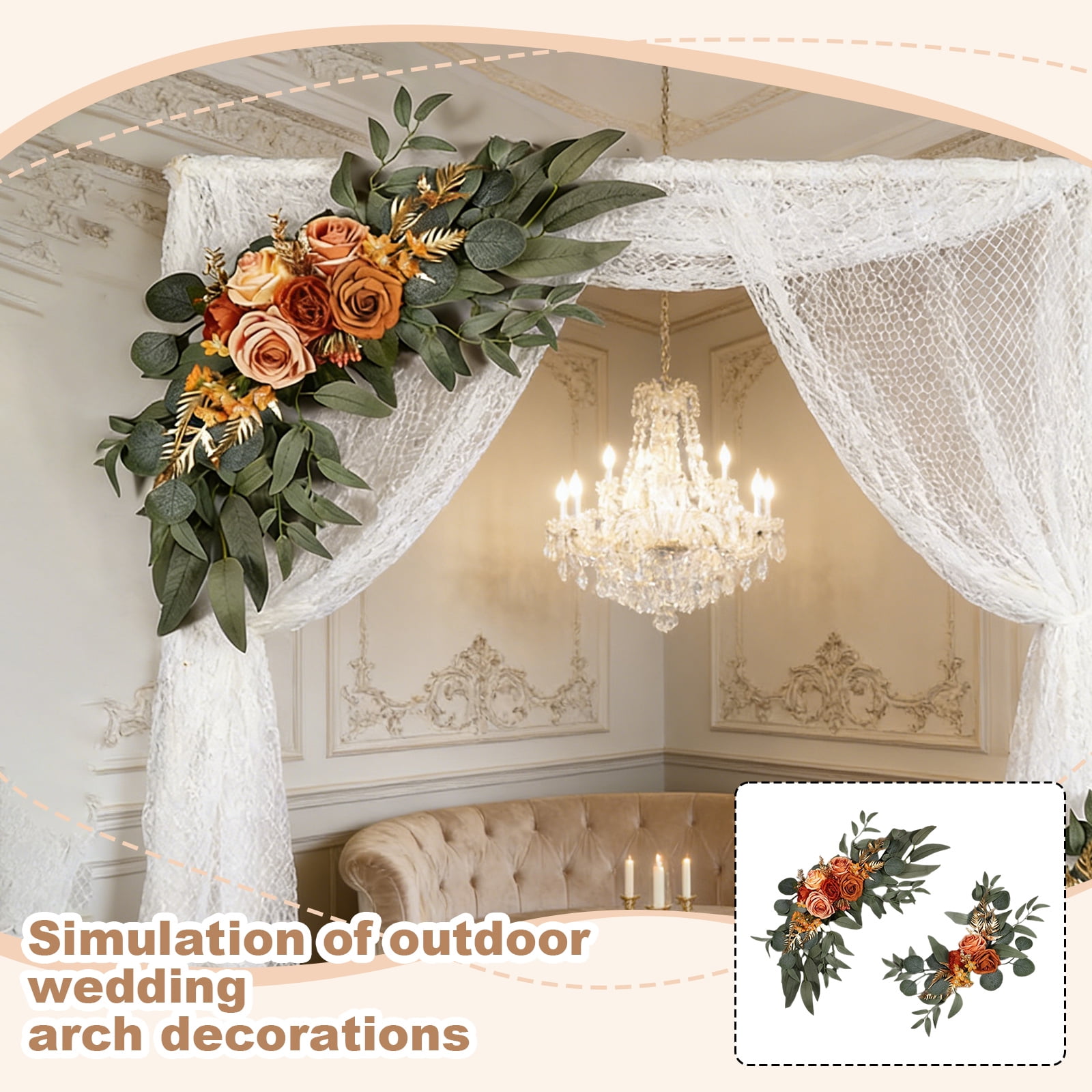 Spring Decorations Artificial Flower Rose Swag Set of 2, Fake Plants ...