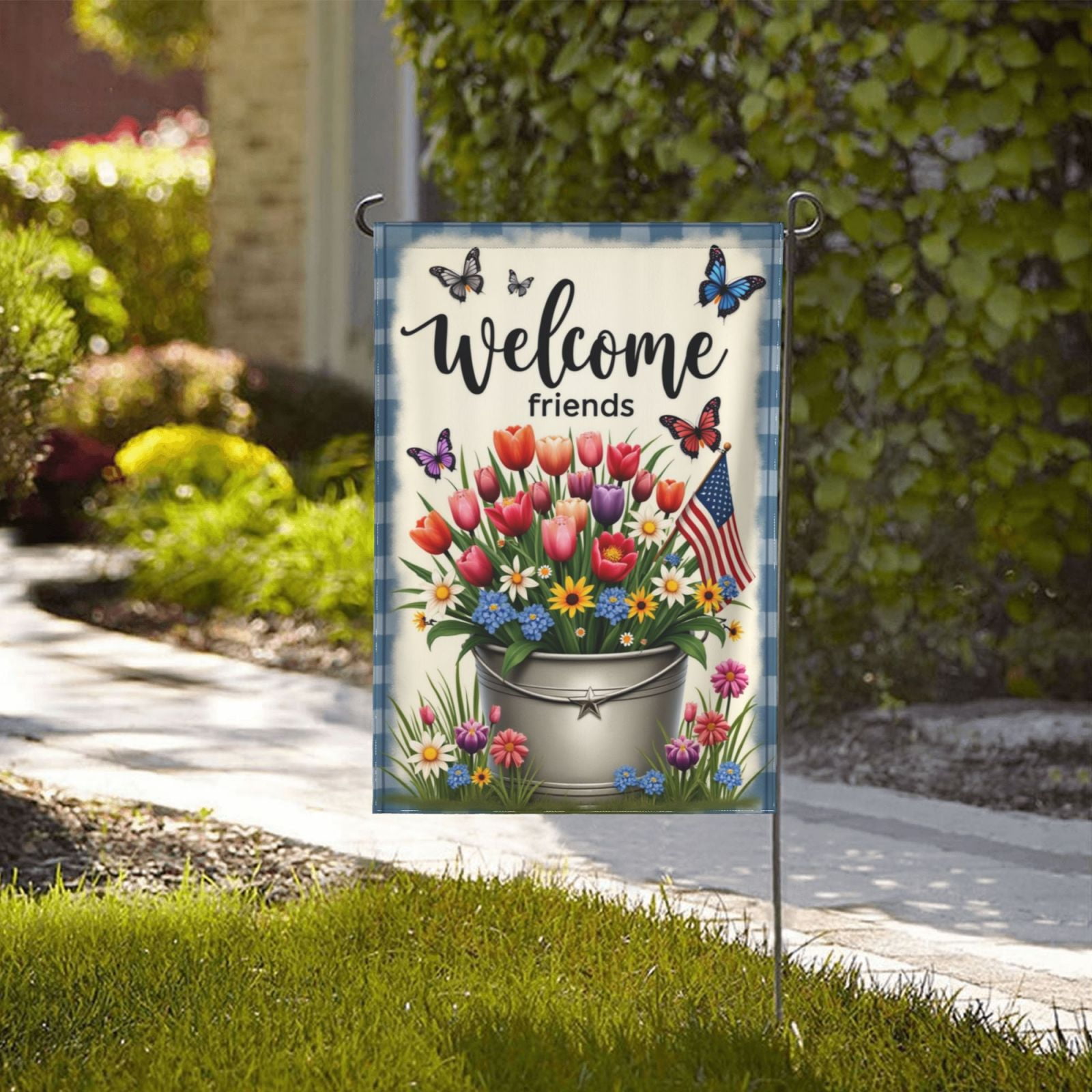 Spring Decorations For Home Patriotic Geraniums Daisy Flower Usa Flag ...