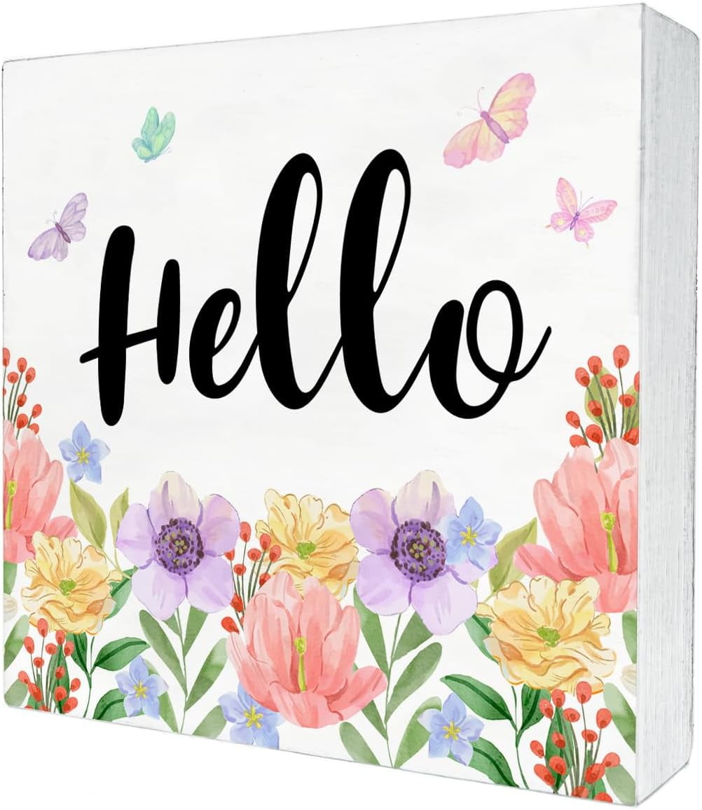 Spring Decorations Welcome Spring Sign Hello Spring Floral Wood Sign ...