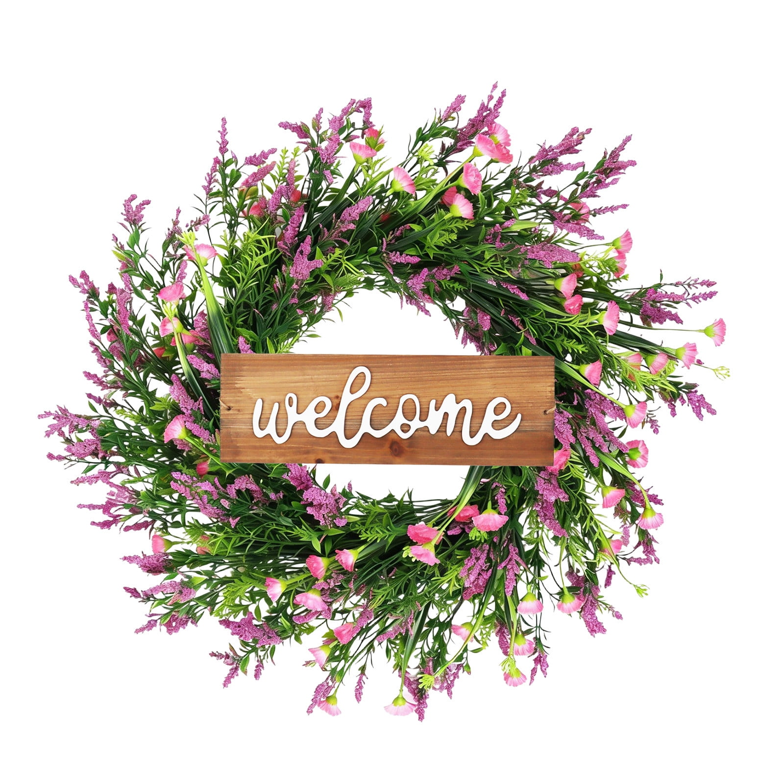 Spring Decorations for Home, Yellow Lavender Welcome Wreath 50cm for ...