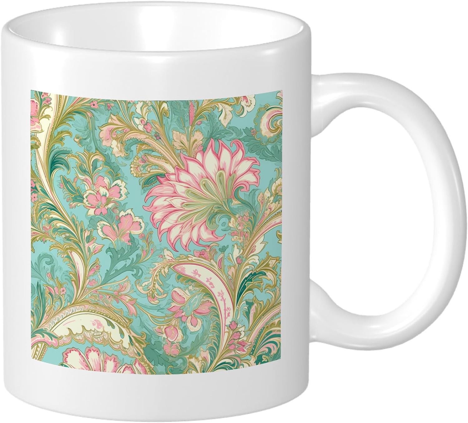 Spring Decorative Mug With Handles Floral Graphic Designs Artistic ...