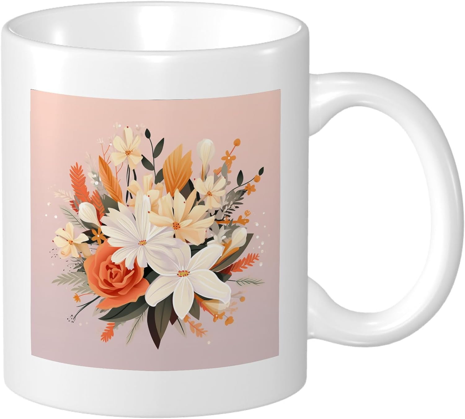Spring Decorative Mug With Handles Rose Daisy Floral Plants Cottage ...