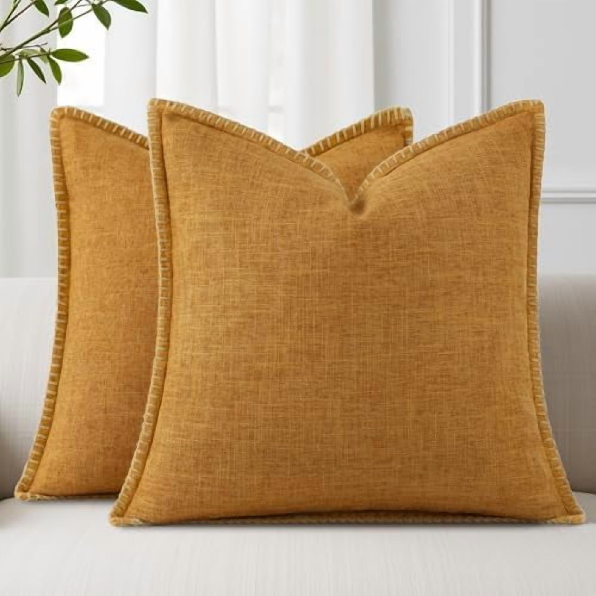 Spring Decorative Throw Pillow Covers 18x18 Set of 2 Square Linen ...