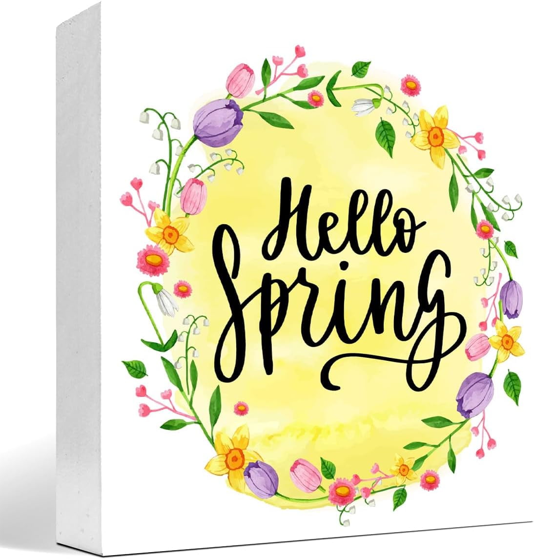 Spring Desk Decor,Hello Spring Wood Block Box Sign,Funny Spring Quote ...