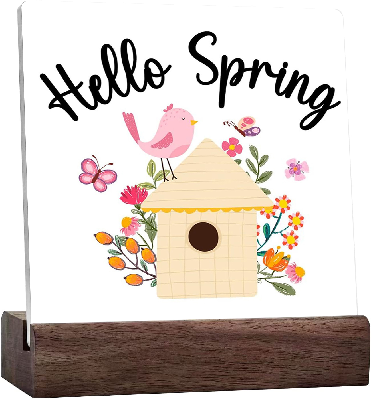 Spring Desk Deocr,Hello Spring Ceramic Table Sign,Funny Spring Themed ...