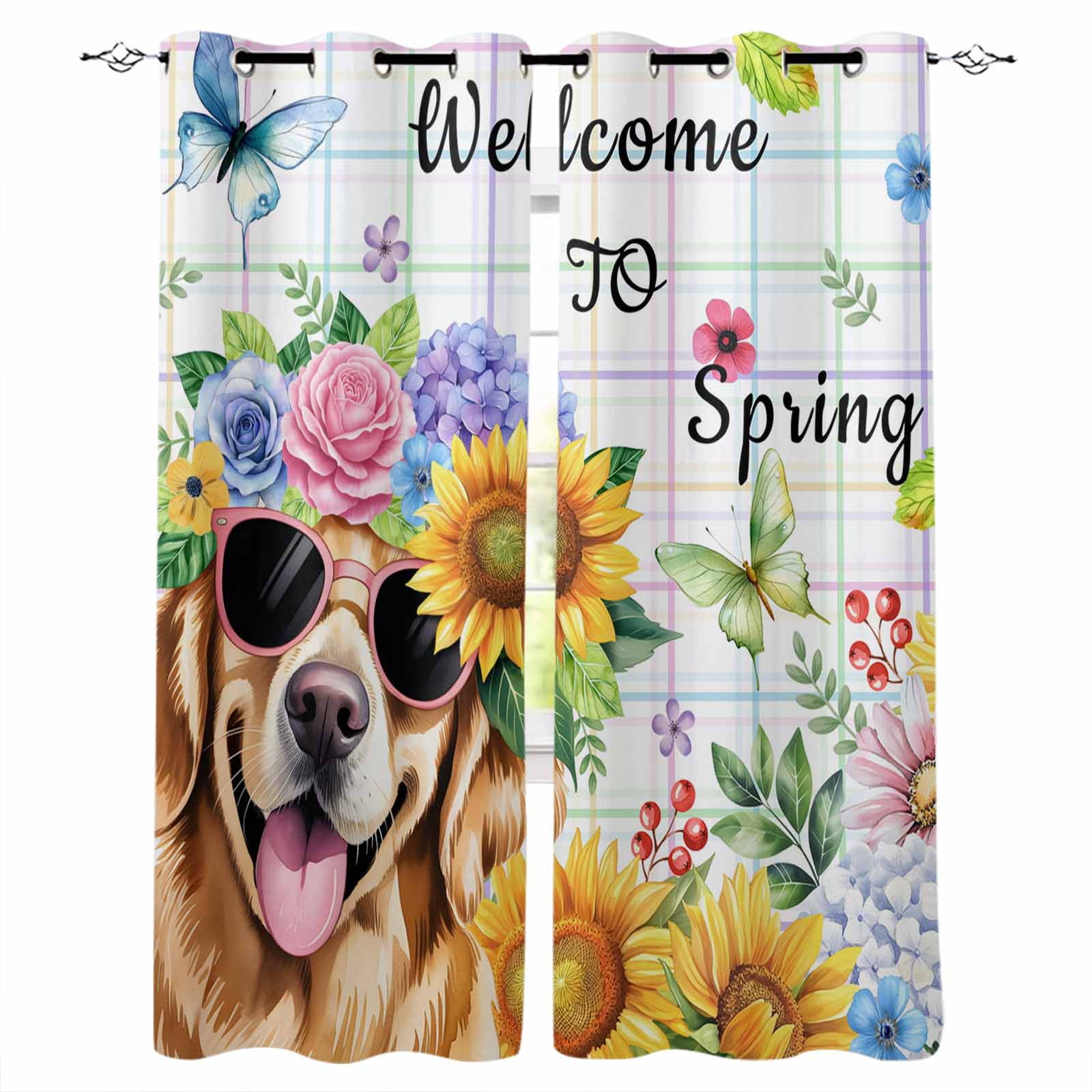Spring Dog Blackout Curtains 45 Inches Long, Kitchen Black Out Window ...