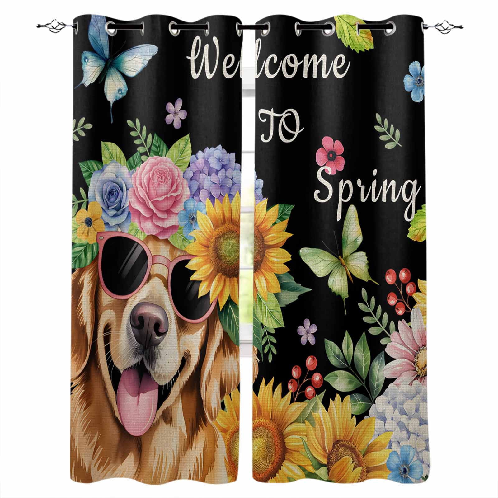 Spring Dog Blackout Curtains for Bedroom, Thermal Insulated Window ...
