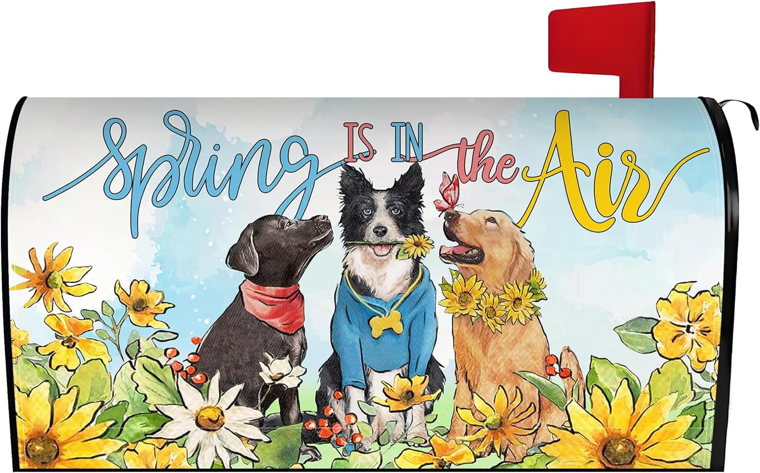 Spring Dog Mailbox Cover 21x18 Inch, Spring is in The Air Post Letter ...