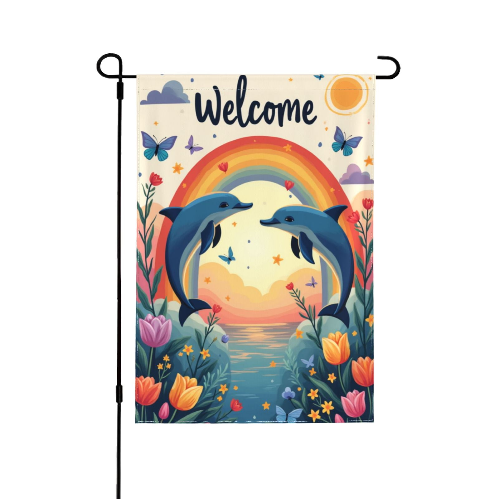 Spring Dolphins Garden Flag Welcome For Outside Beach Dolphins Jumping ...