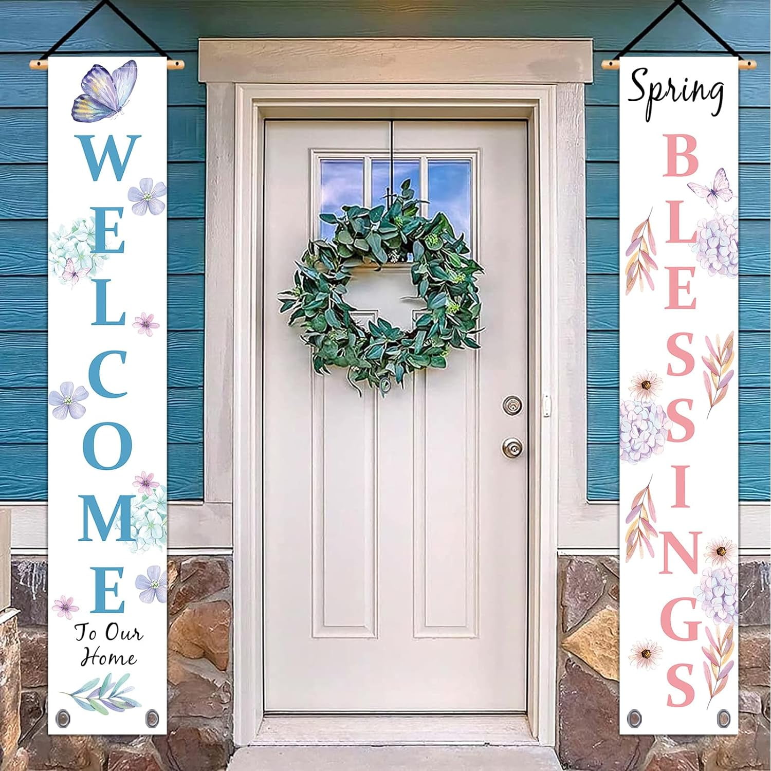 Spring Door Banner Decorations Welcome Blessings Front Door Porch Sign ...