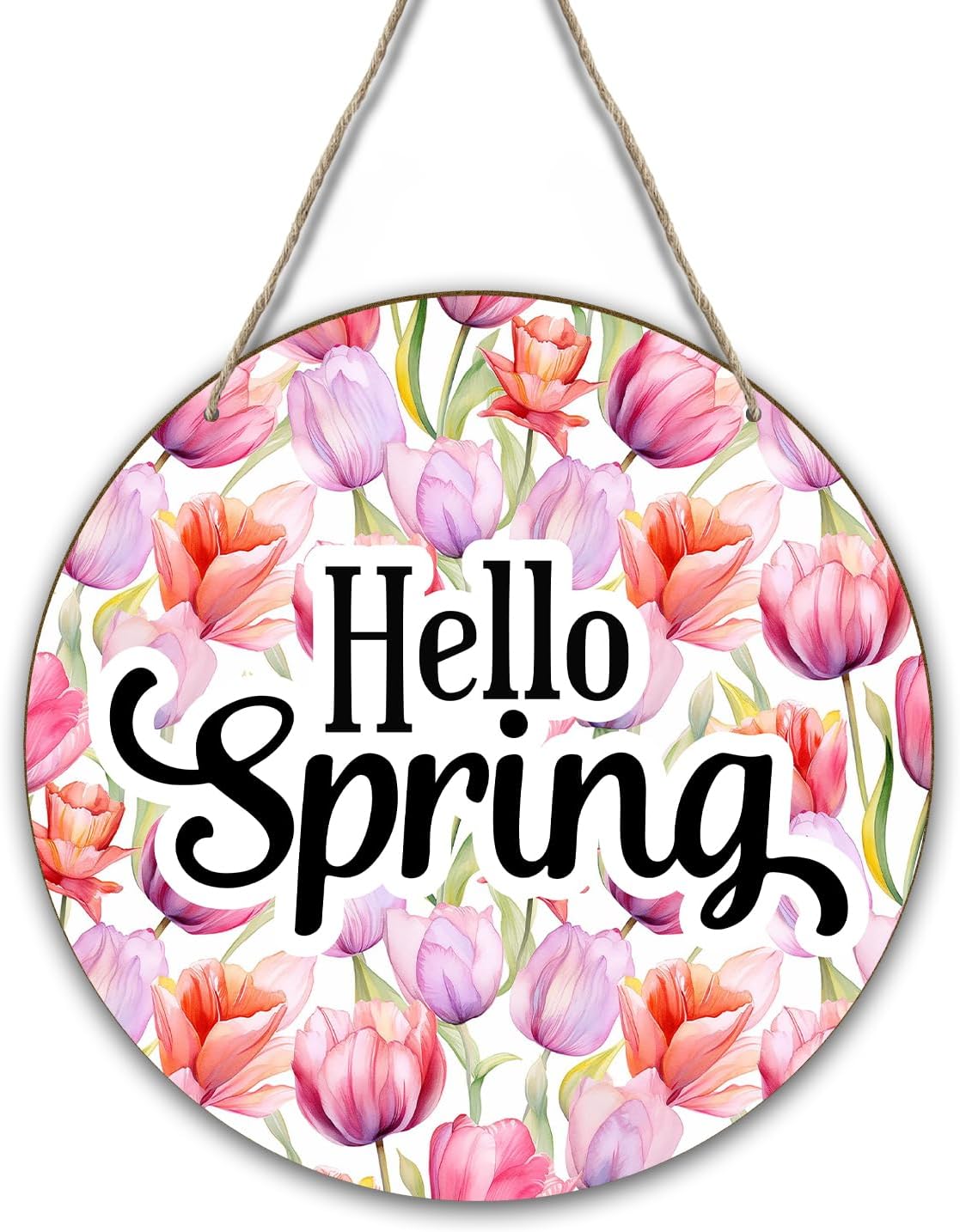 Spring Door Decor Hello Spring Flower sign Flower Welcome Door Sign ...
