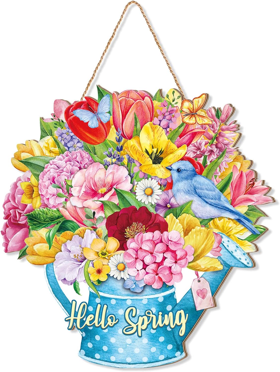 Spring Door Decor Hello Spring Wooden Sign Welcome Front Door Hanging ...