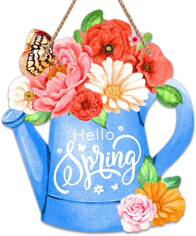 Spring Door Decorations Colorful Flowers Hello Spring Door Sign for ...