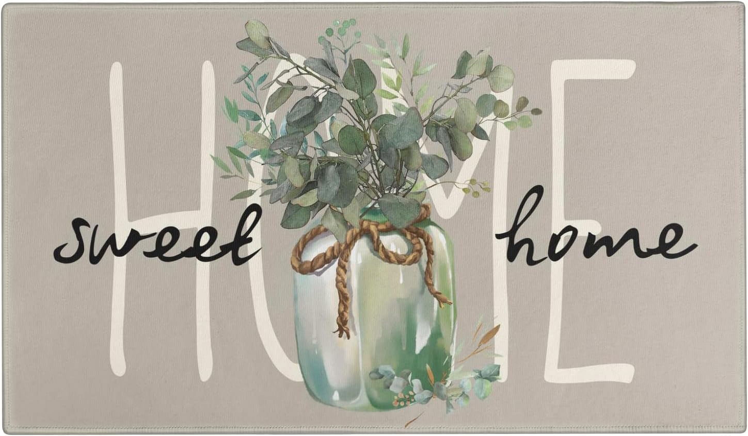 Spring Door Mat,Home Sweet Home Leaves Indoor Outdoor Non-Slip Doormat ...