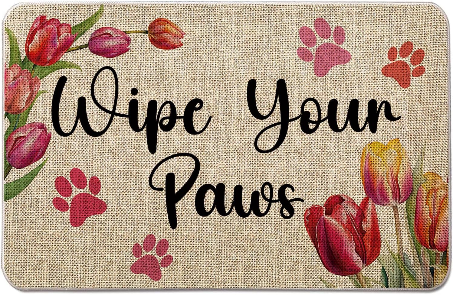 Spring Door Mat Wipe Your Paws Welcome Mat Outdoor Spring Floral ...