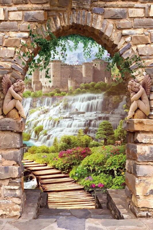 Spring Dreamy Castle Backdrop Fairytale Flowers Mountain Kids Birthday ...