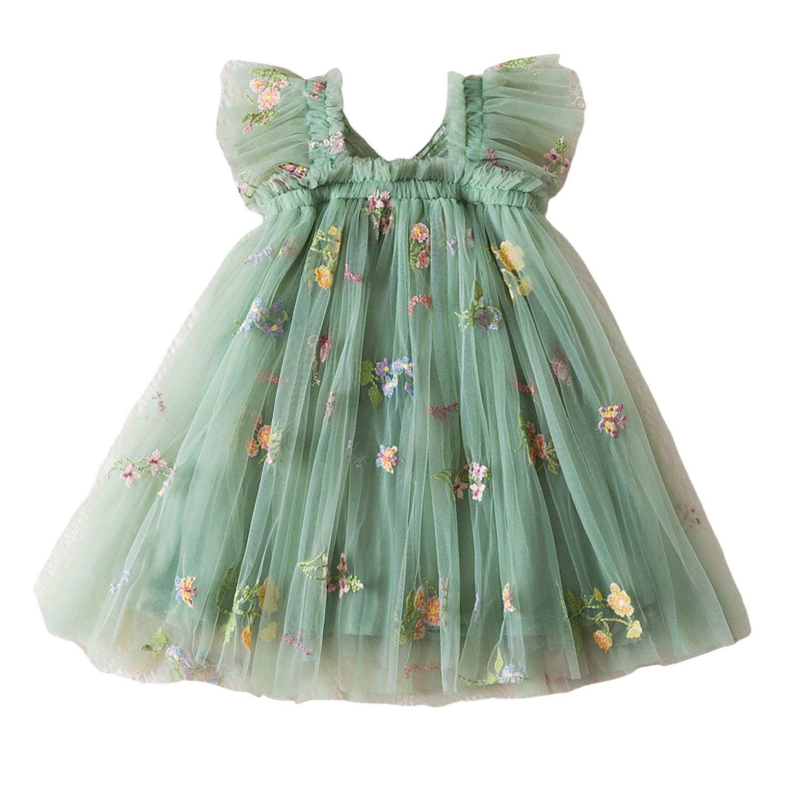 Spring Dresses Girls Sleeveless Butterfly Embroidered Flowers With Wing ...