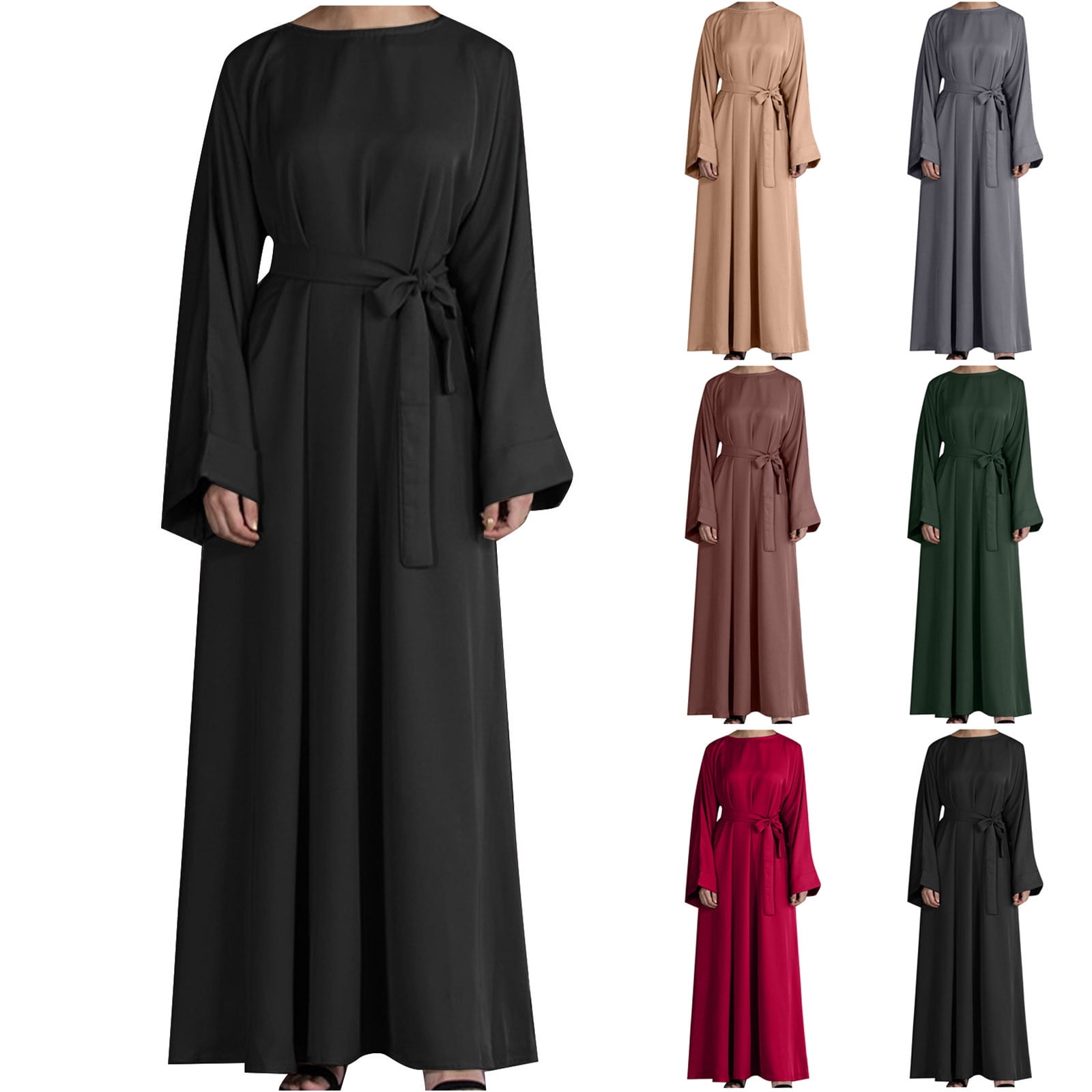 Spring Dresses for Women 2025 Maxi Plus Size Muslim Long Sleeve Boho ...