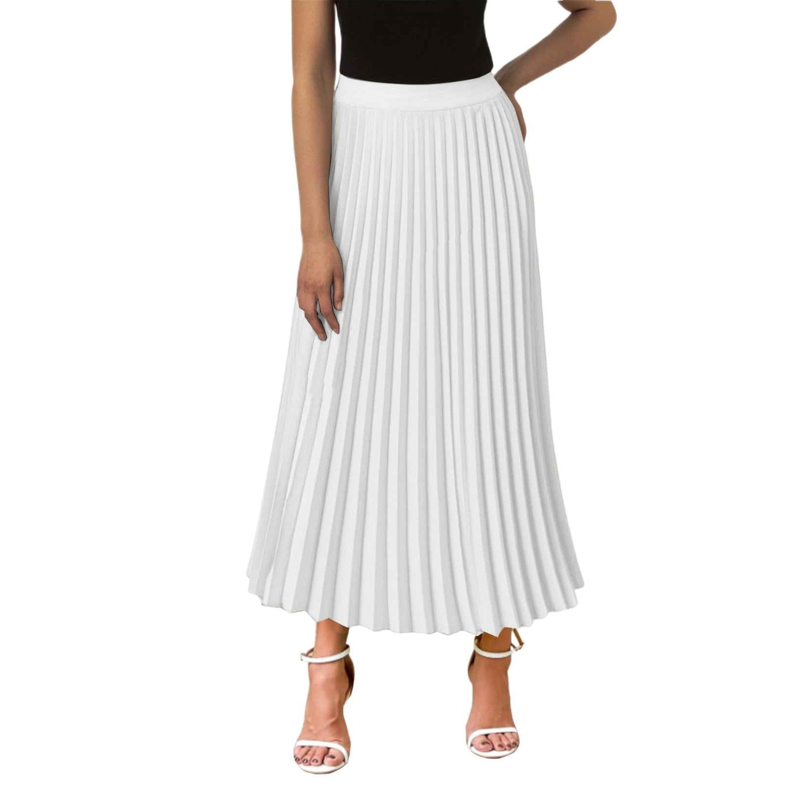 Spring Dresses for Women 2025 High Waist Ruffled Chiffon A Line Midi ...