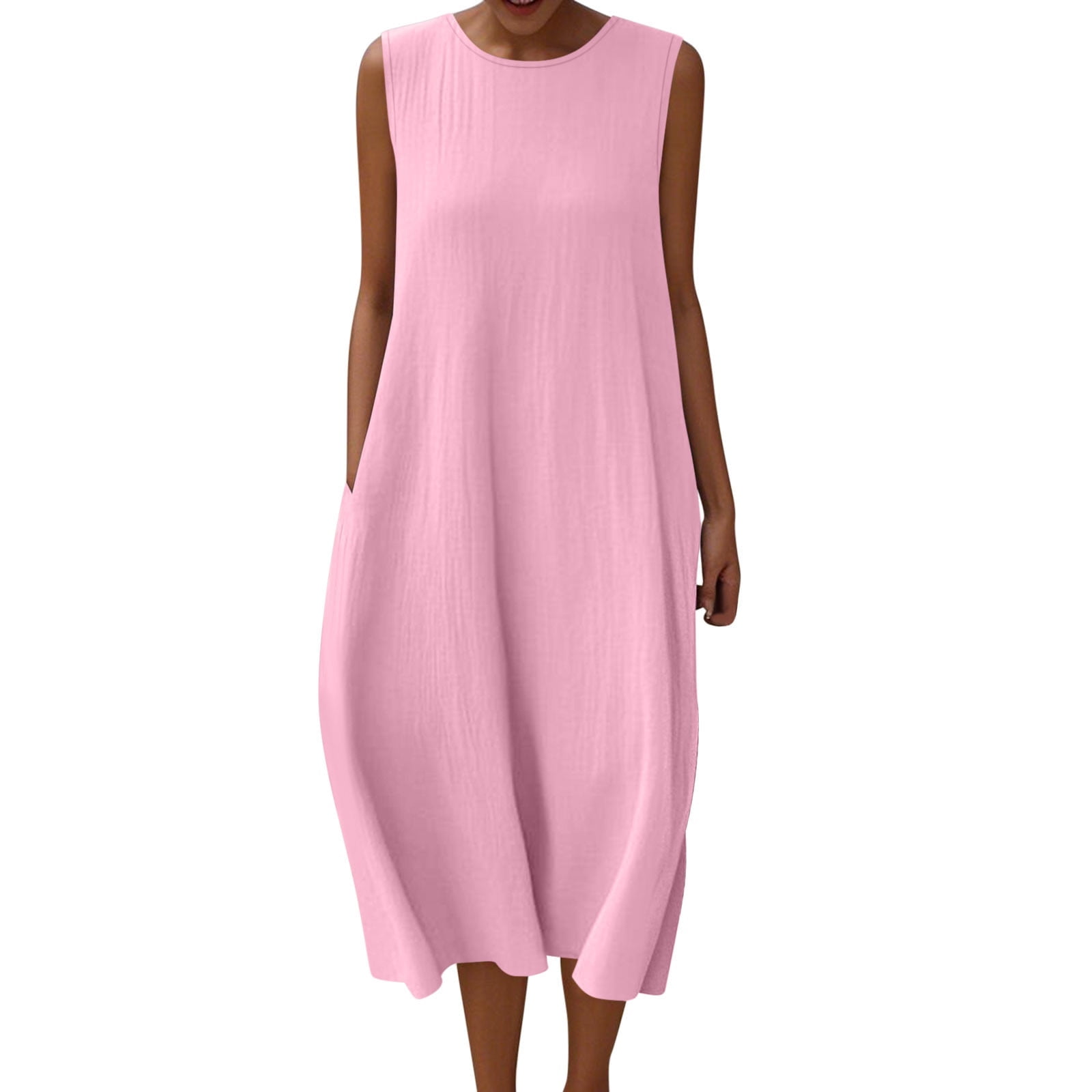 Spring Dresses for Women 2025 New Sundress for Women Casual Sleeveless Maxi Dress Summer Crew ...