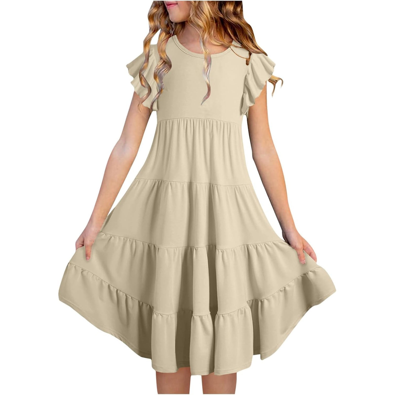 Spring Dressesfor Girls14/16 Floral Dress Girl Solid Color Sundress Bes ...