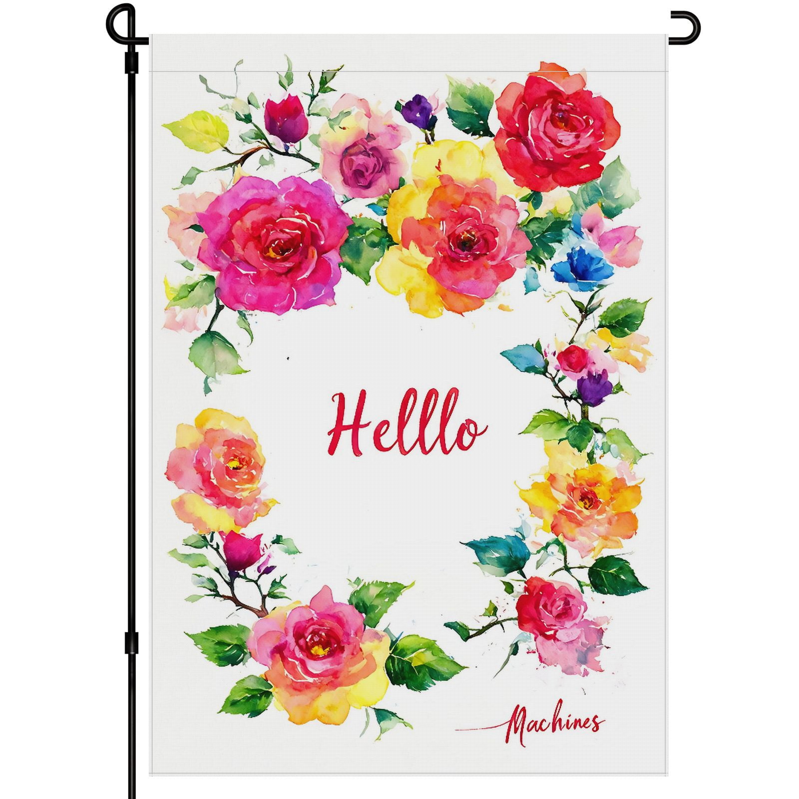 Spring Durable Large Garden Flag Colorful Cute Vibrant Watercolor House ...