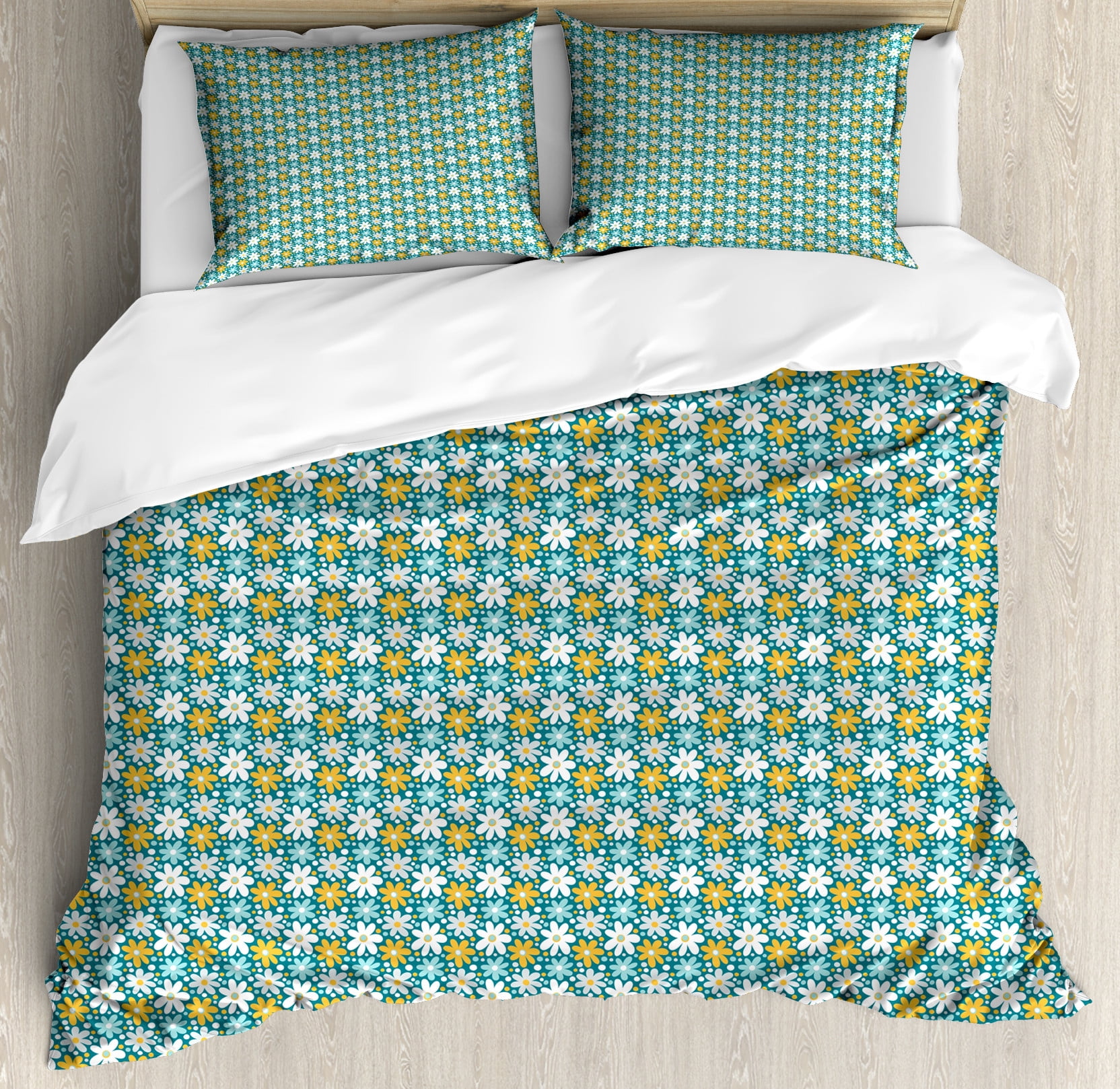 Spring Duvet Cover Set, Gardening Petals Daisy Flowers Field Chamomile ...