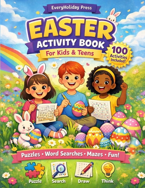 Spring Easter Activity Book for Kids & teens: Puzzles - Mazes - Word ...