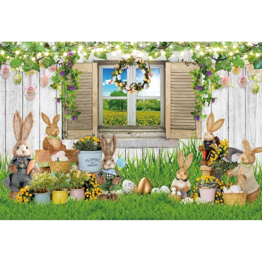 Spring Easter Baby Shower Background Rabbit Egg Bunny Grassland ...
