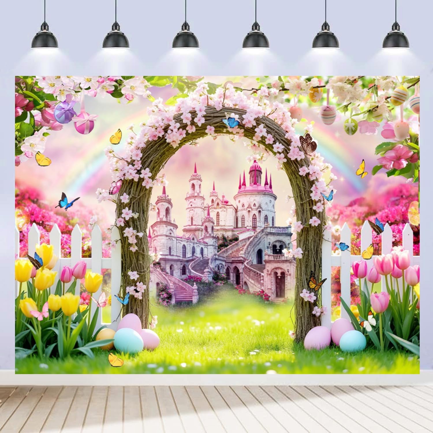 Spring Easter Backdrop 7x5Ft for Photography Garden Castle Flowers ...