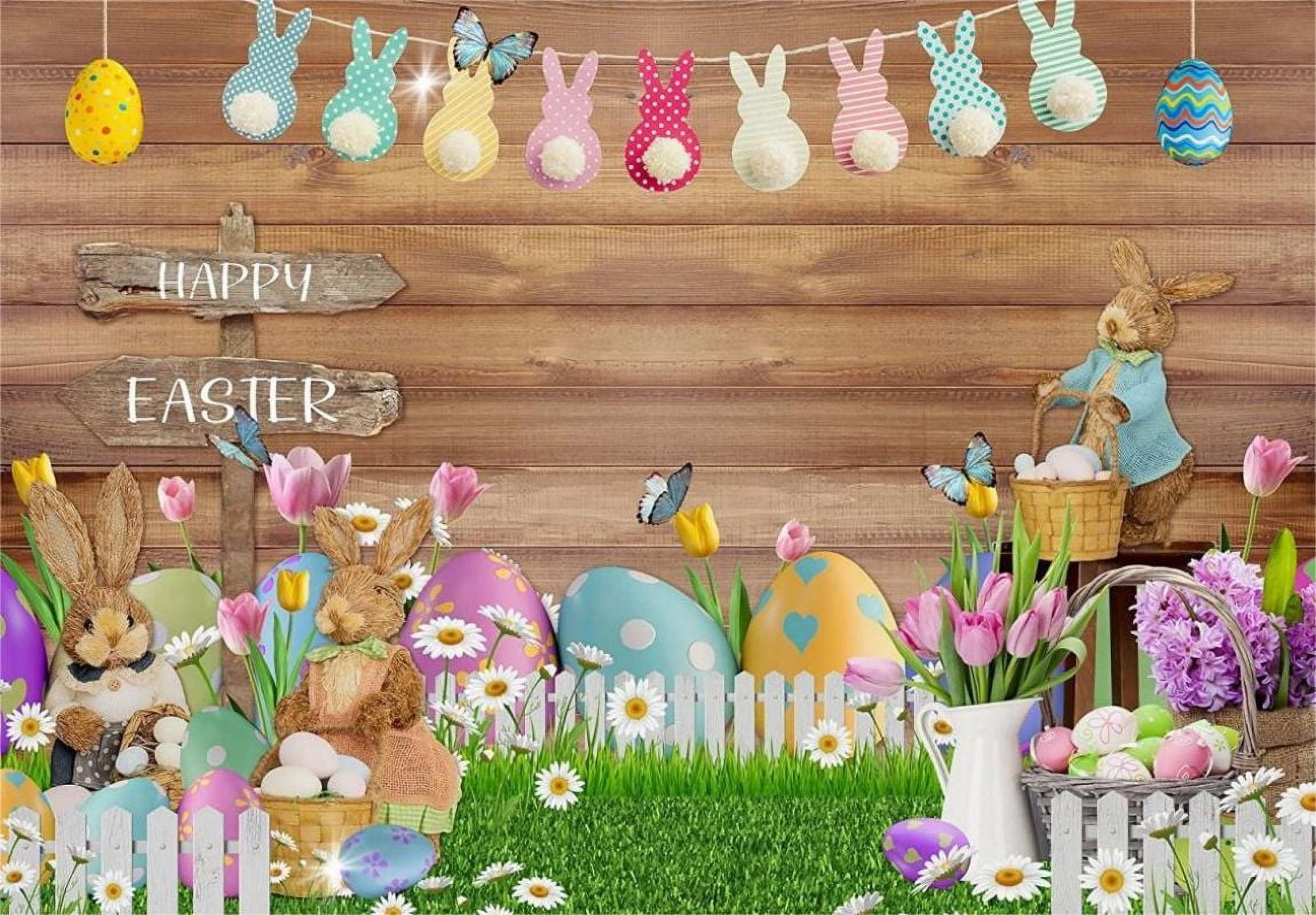 Spring Easter Backdrop Cartoon Candy House Easter Party Decorations ...