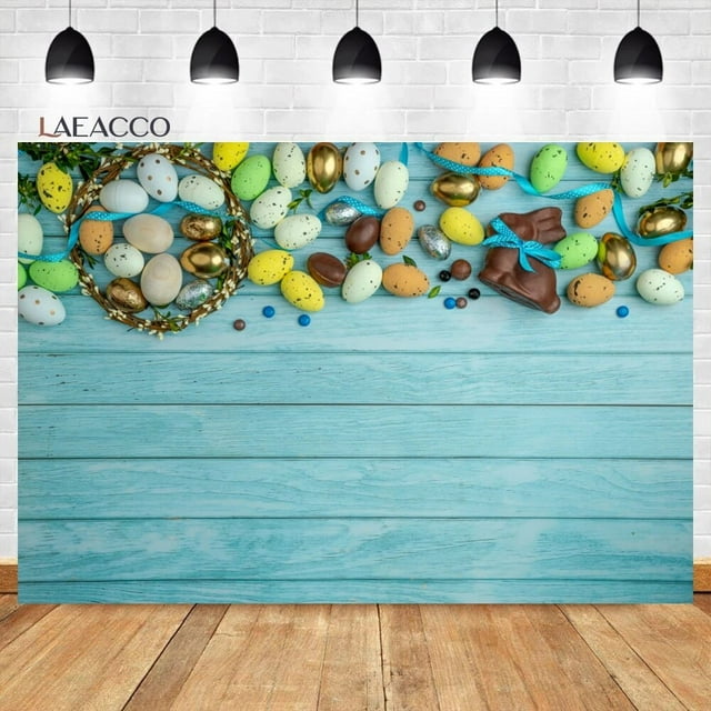 Spring Easter Backdrop Cartoon Rabbit Butterfly Colorful Eggs Grass ...