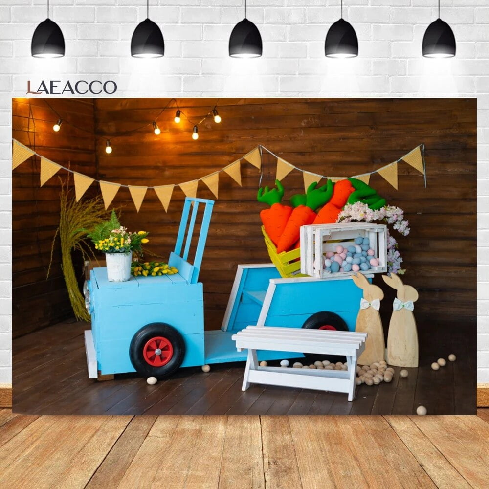 Spring Easter Backdrop Cartoon Rabbit Butterfly Colorful Eggs Grass ...