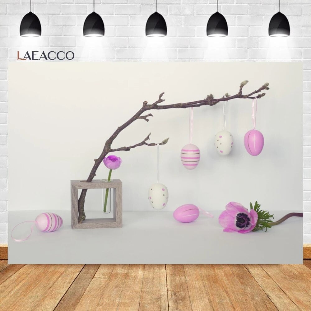 Spring Easter Backdrop Cartoon Rabbit Butterfly Colorful Eggs Grass ...