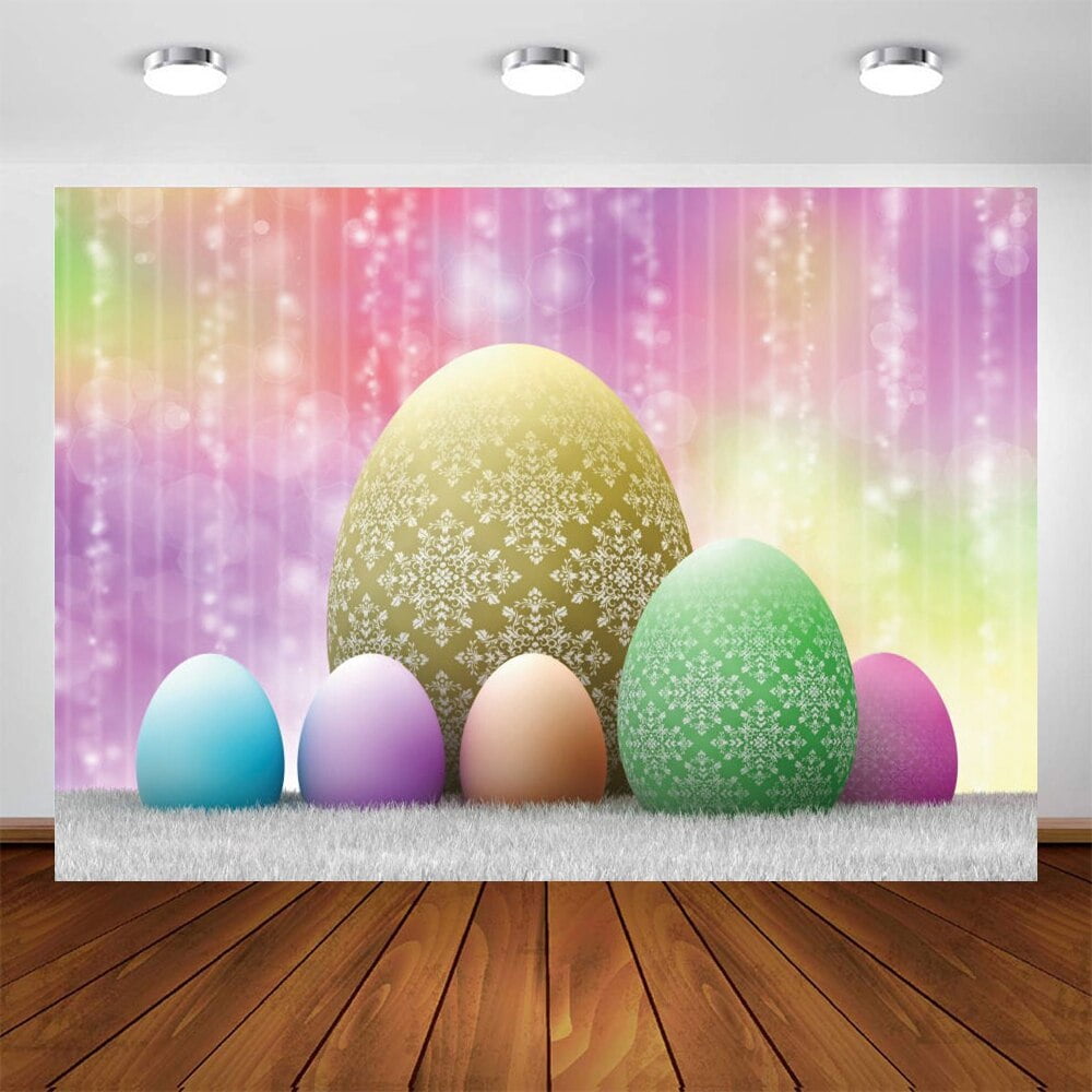 Spring Easter Backdrop Colorful Eggs Glitter Photography Background ...