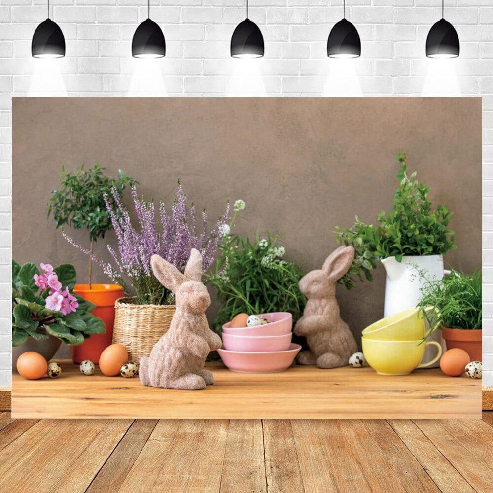 Spring Easter Backdrop Colorful Eggs Rabbit Bunny Flower Photography ...