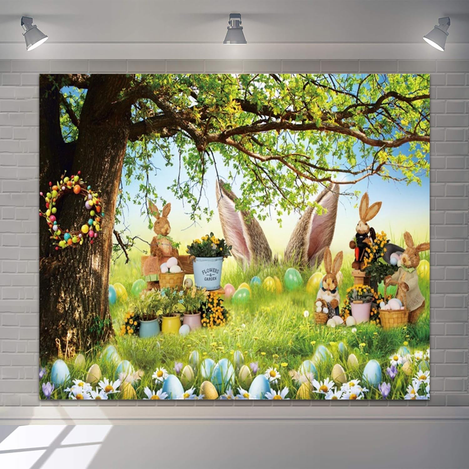 Spring Easter Backdrop Garden Rabbit Photo Backdrop Easter Colorful ...