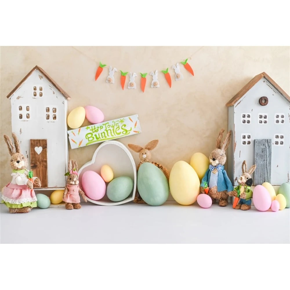 Spring Easter Backdrop Photography Bunny Rabbit Eggs Flower Garden Baby ...